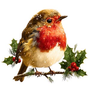 Christmas Robin Clipart: Holiday Bird Graphics (digital Download) 12 ...