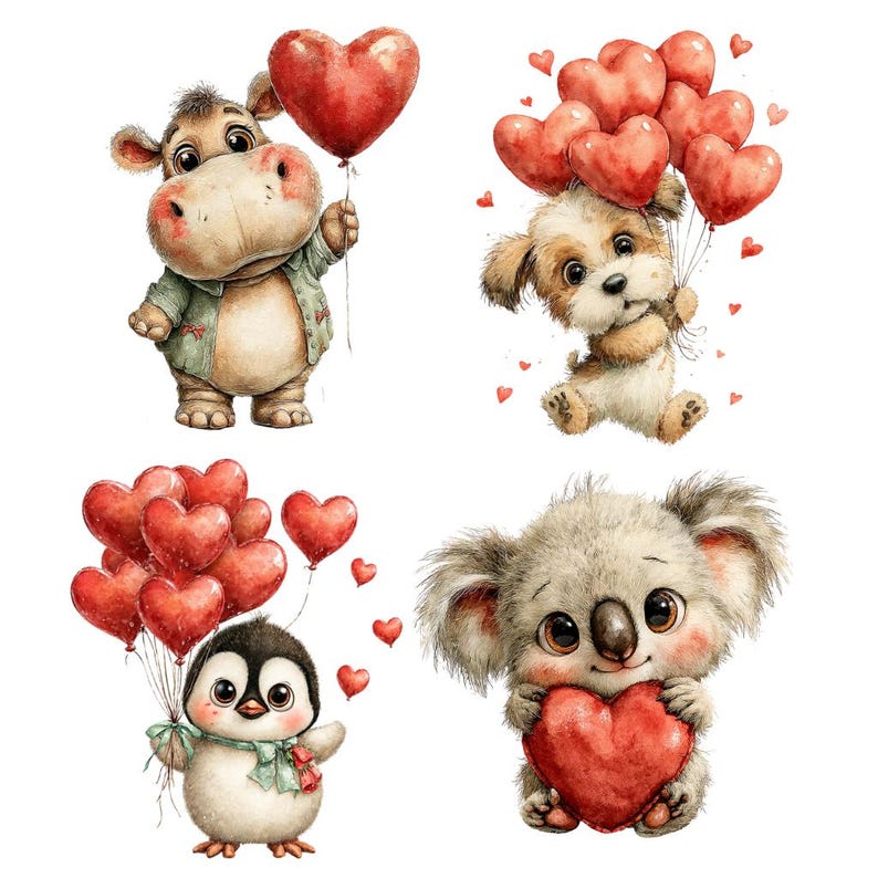 Animals Valentine's Day Clipart | Whimsical Love Graphics | Digital ...