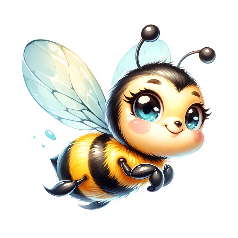Cute Cartoon Bee Clipart 10 High-quality Jpgs Cartoon Bees Adorable Bee ...