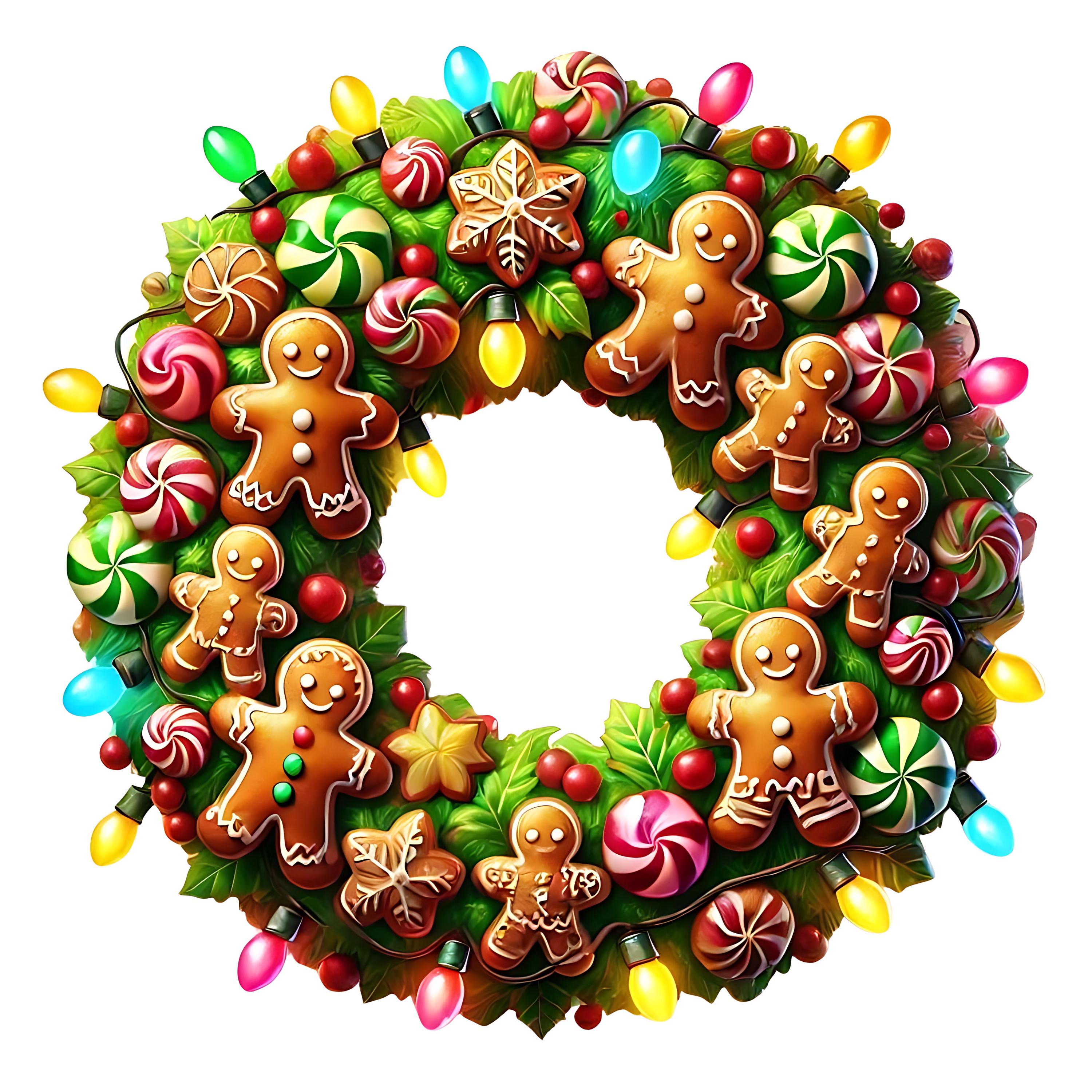 Christmas Wreath Clipart: Festive Holiday Art (digital Download ...