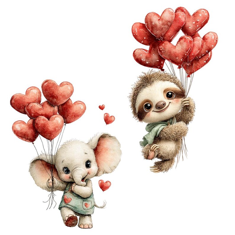 Animals Valentine's Day Clipart | Whimsical Love Graphics | Digital ...
