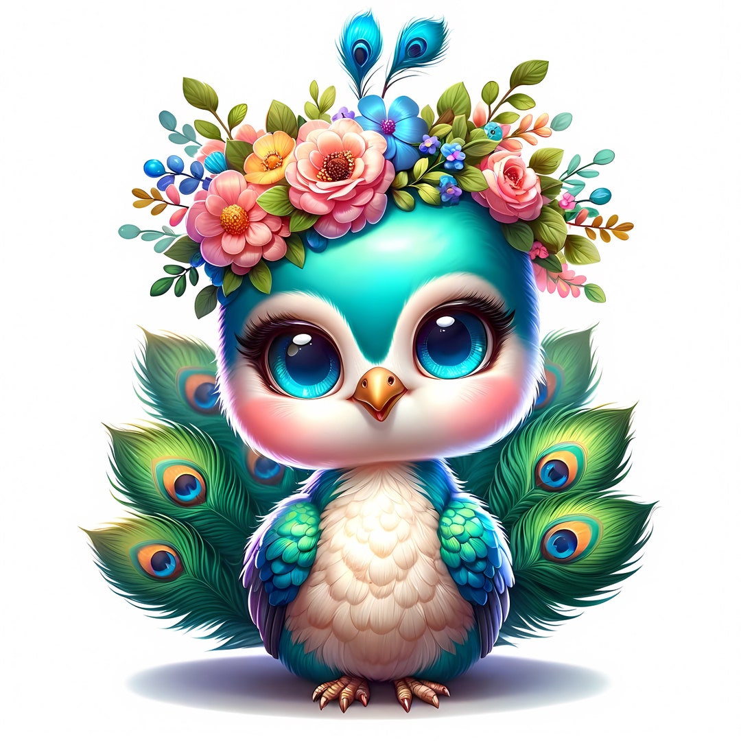 Cute Peacock Clipart | 12 High-quality Jpgs | Charming Peacock Clipart ...
