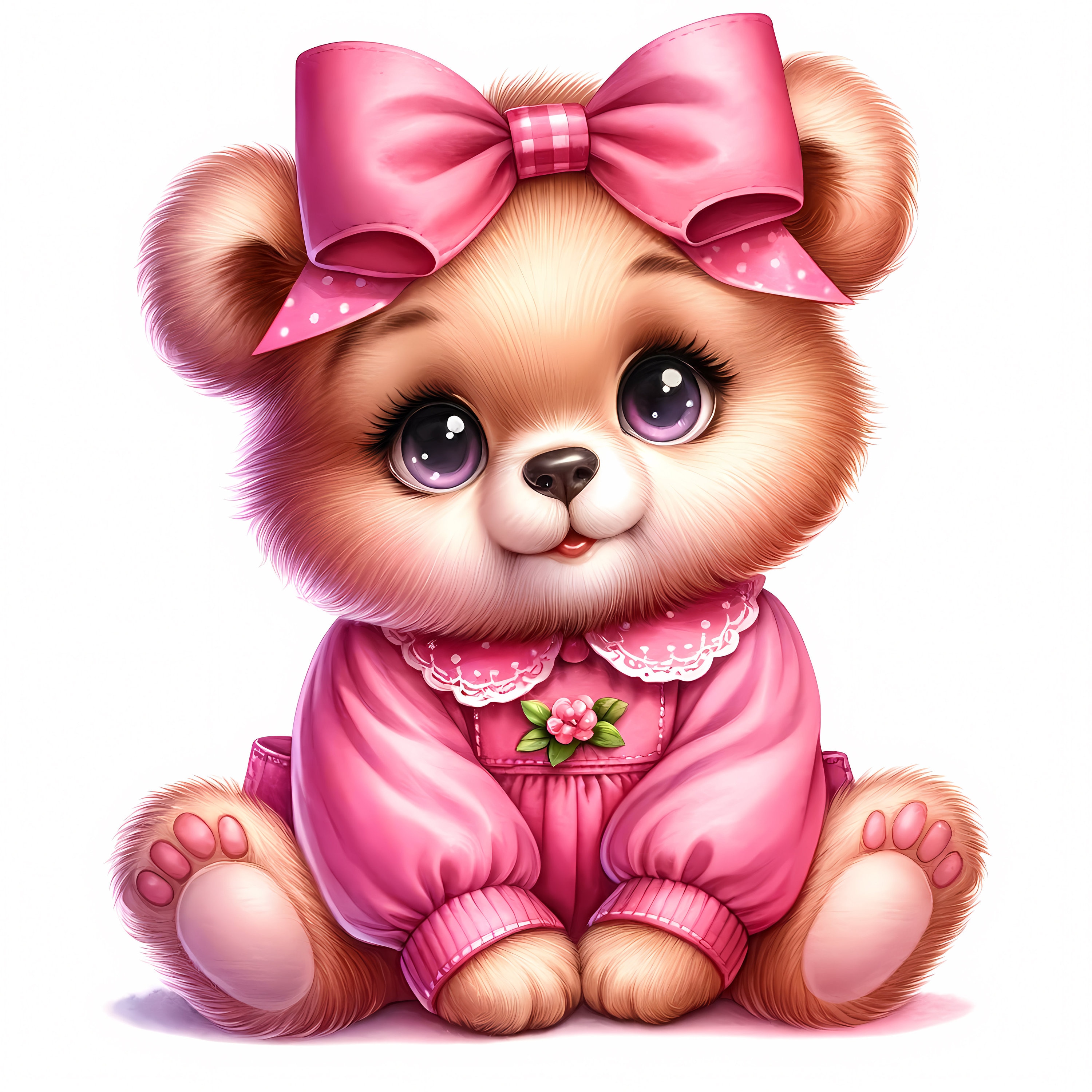 Cute Baby Bear Clipart | Pink Bow, Nursery Art (digital Download) - Etsy