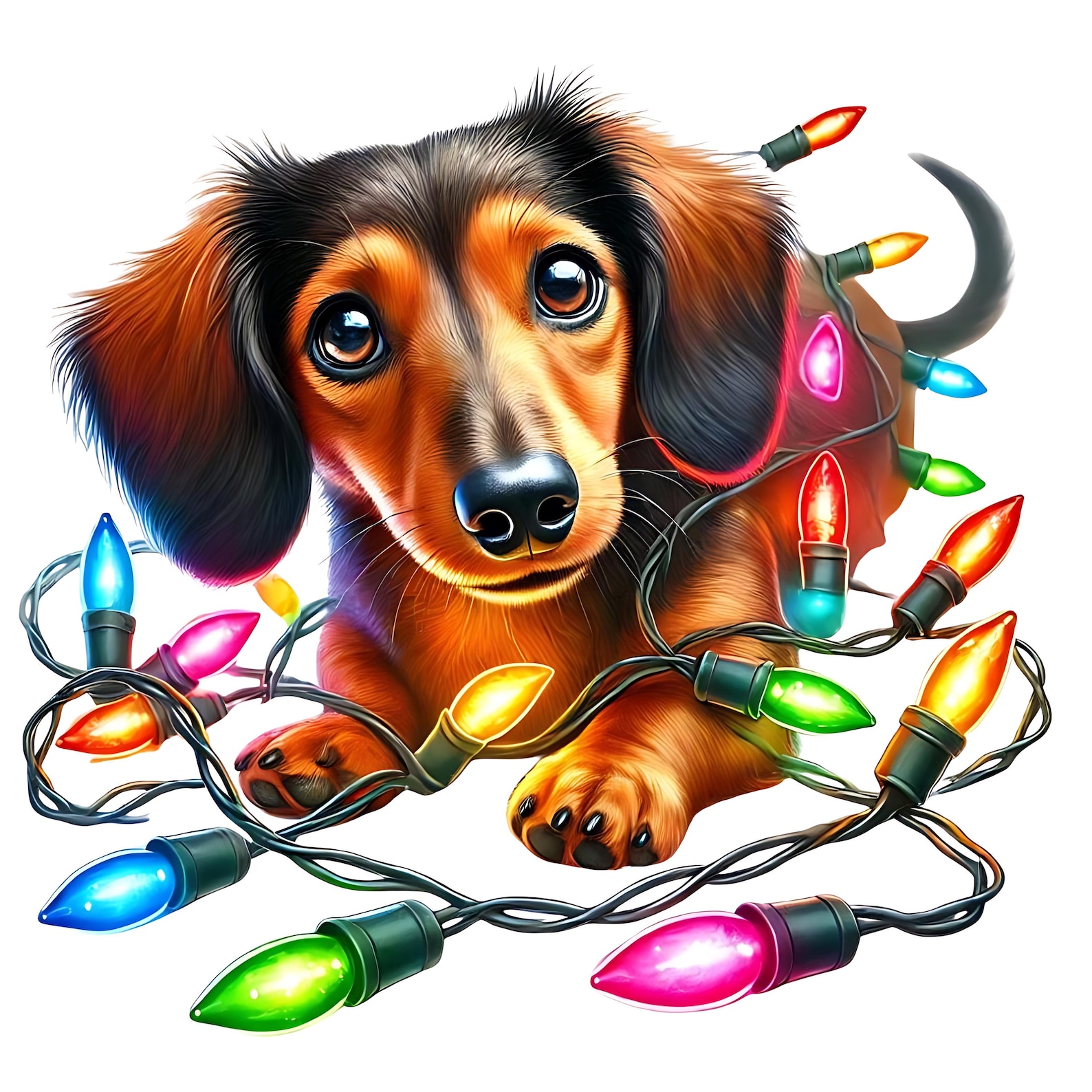 Christmas Dachshund Clipart: Festive Dog Art (12 JPG Digital Download ...