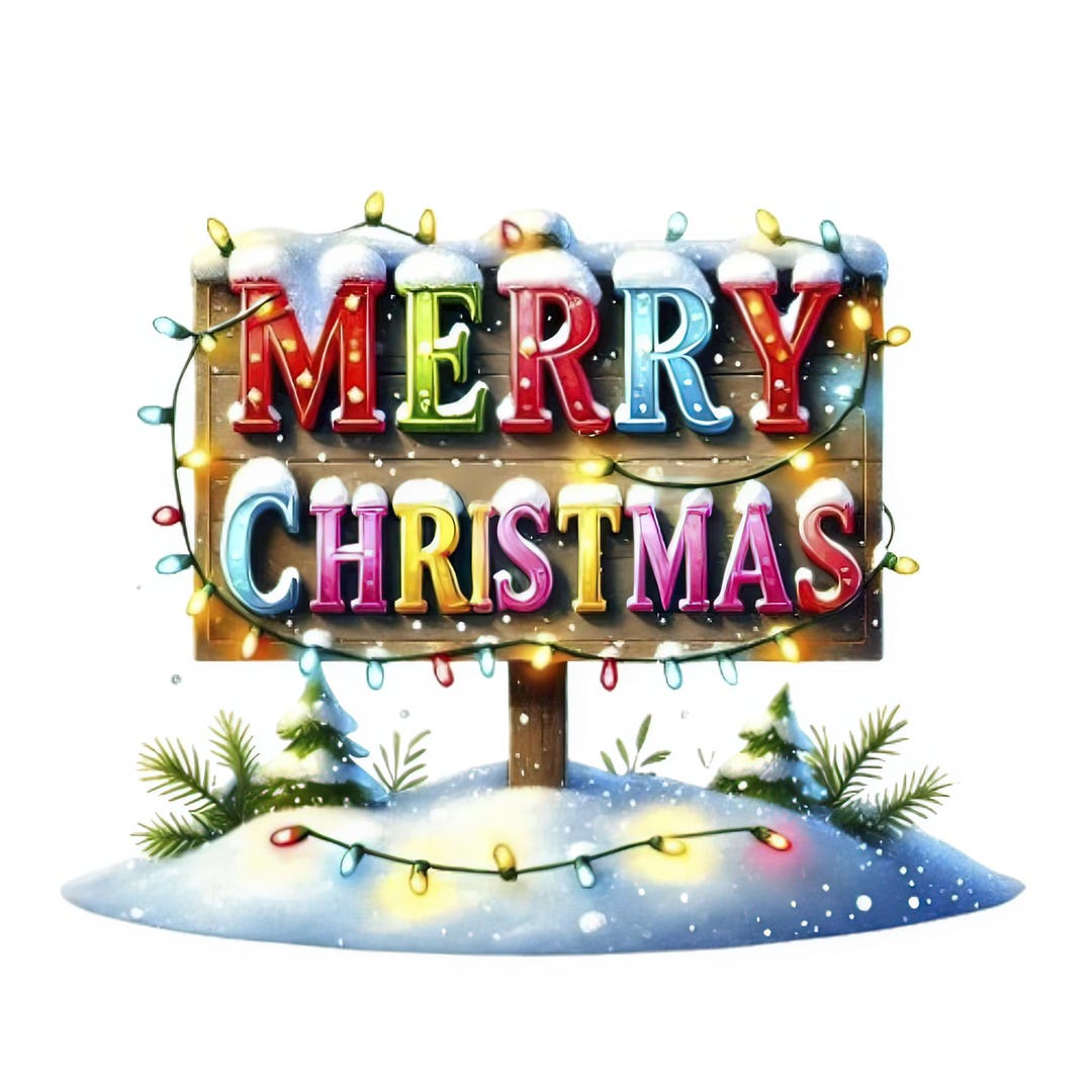 10 Merry Christmas Sign Clipart: Festive Holiday Art PNG (digital ...