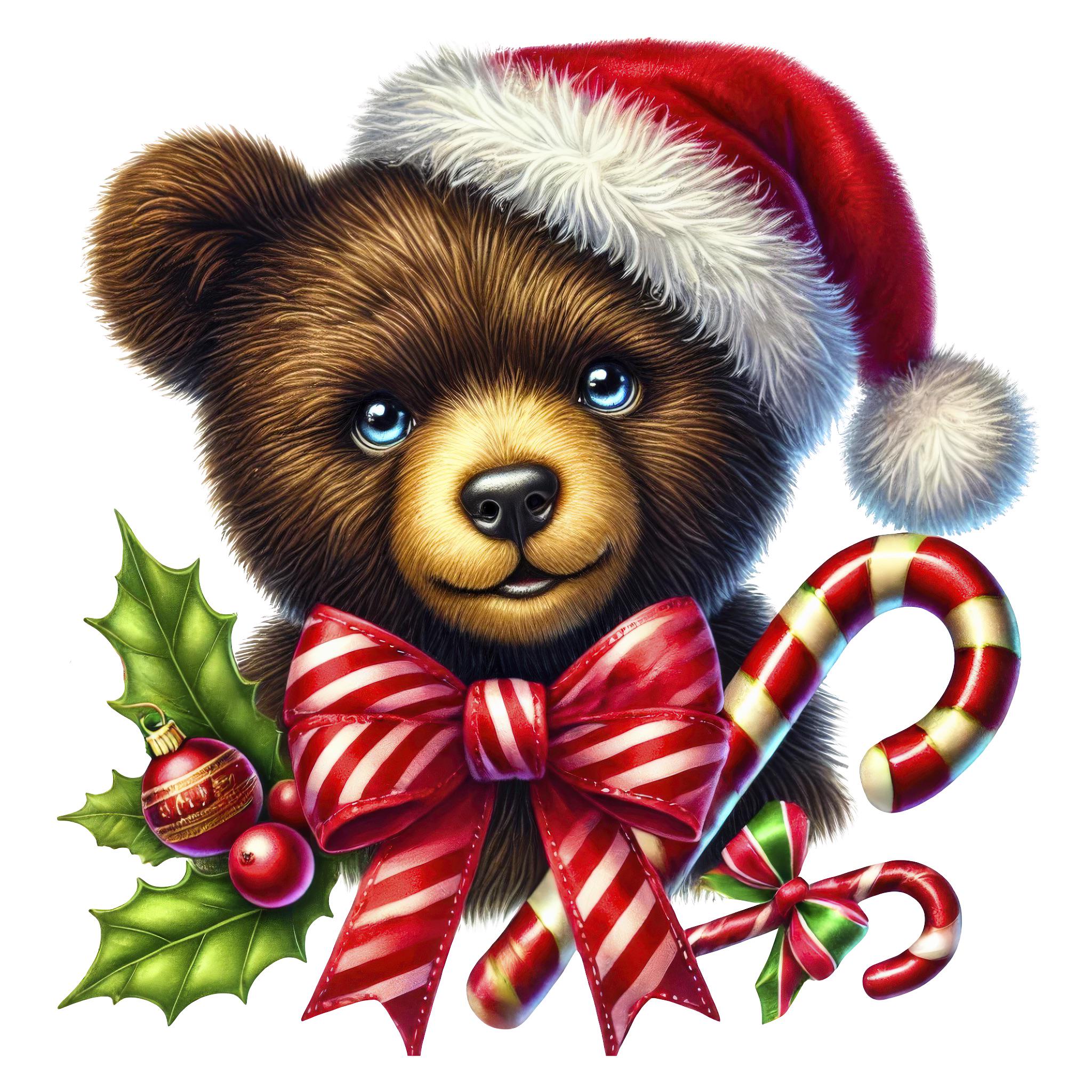 Christmas Teddy Bear Clipart: Festive Holiday Bear, 12 PNG/JPG Designs ...