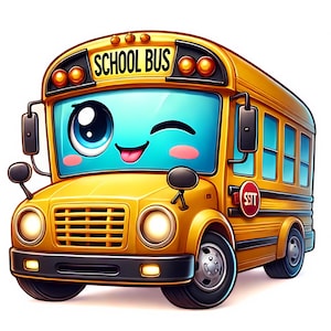Cute Bus Clipart | 12 High-quality Jpgs | Adorable School Bus Clipart ...