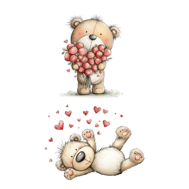 Teddy Bear Valentine's Day Clipart: Whimsical Valentine Graphics ...