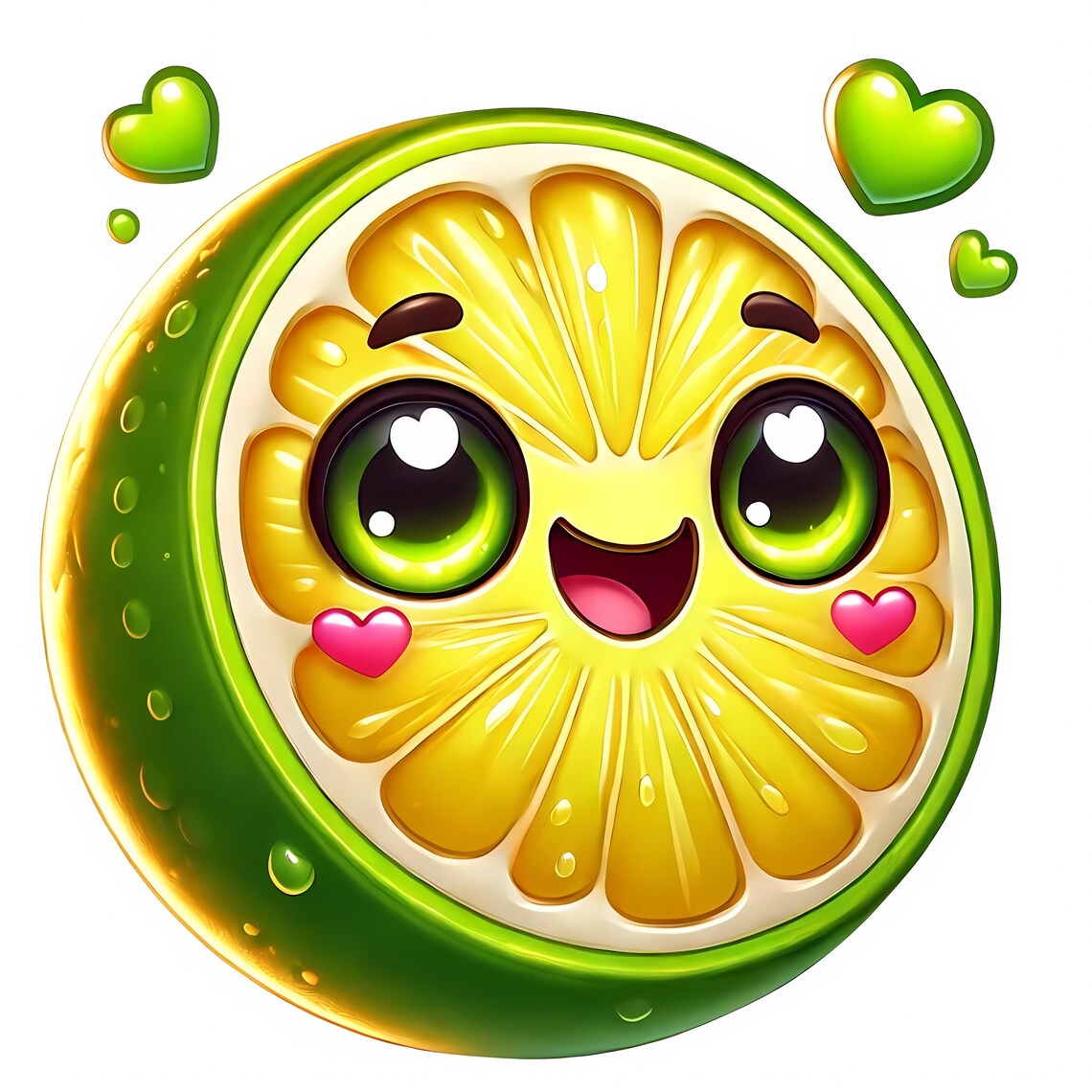 Cute Lime Clipart | 12 High-quality Jpgs | Adorable Cartoon Lime ...