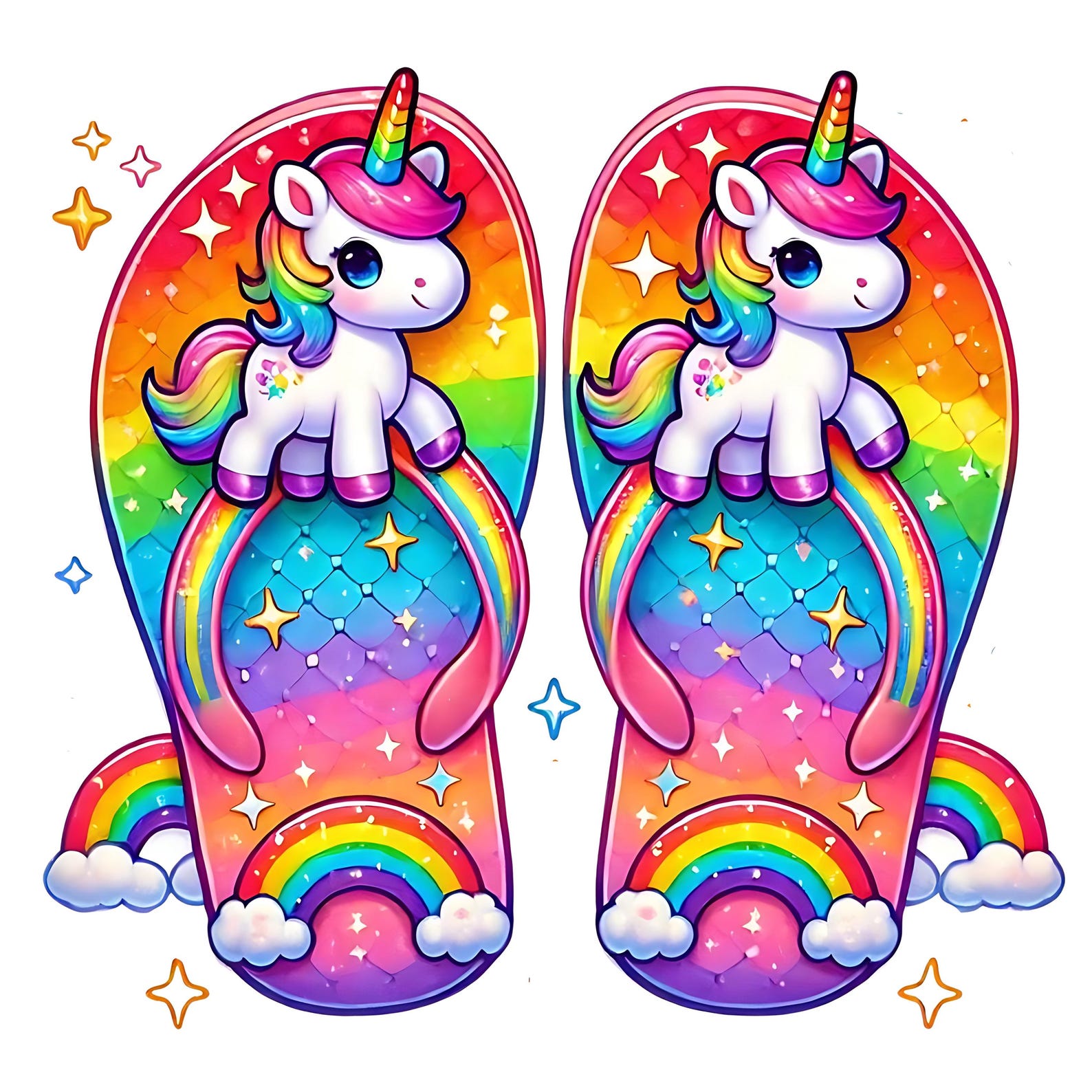 Rainbow Flip Flops Clipart: Summer Beach Designs (digital Download ...