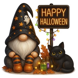 12 Halloween Gnome Clipart: Pumpkins and Bats PNG (digital Download) - Etsy