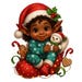 Black Elf Girl Christmas Clipart: African American Holiday PNG (set of ...