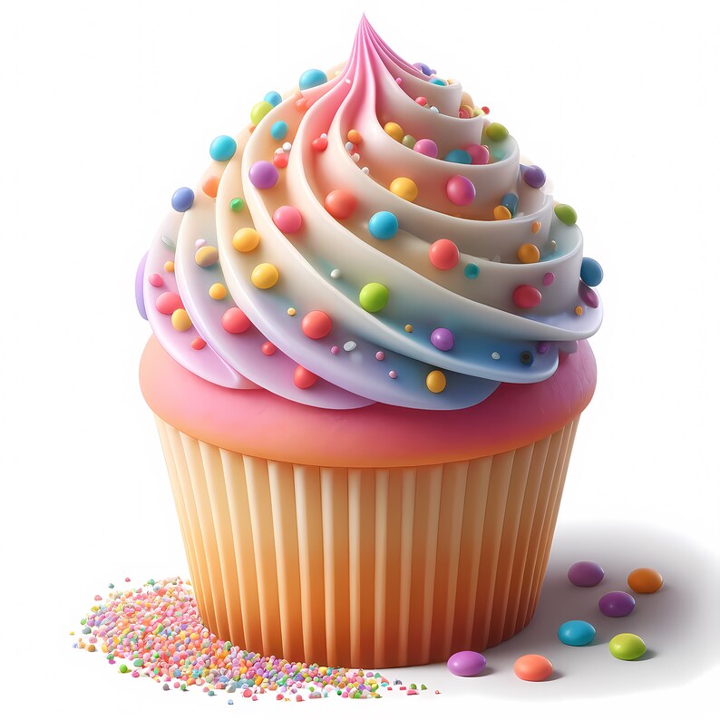 Sprinkled Cupcake Clipart | Colorful Digital Designs (13 JPG) - Etsy