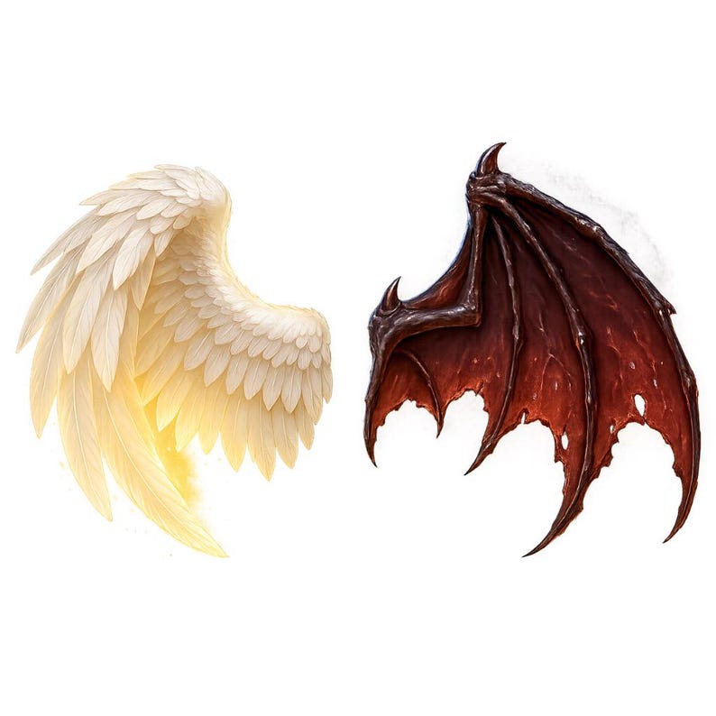 Angel Demon Wings Clipart, Fantasy Tattoo Design (PNG) - Etsy