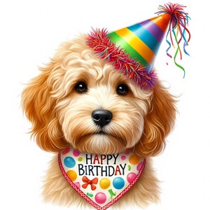 Cockapoo Birthday Clipart | Party Dog Art 11 Jpgs (commercial Use) - Etsy