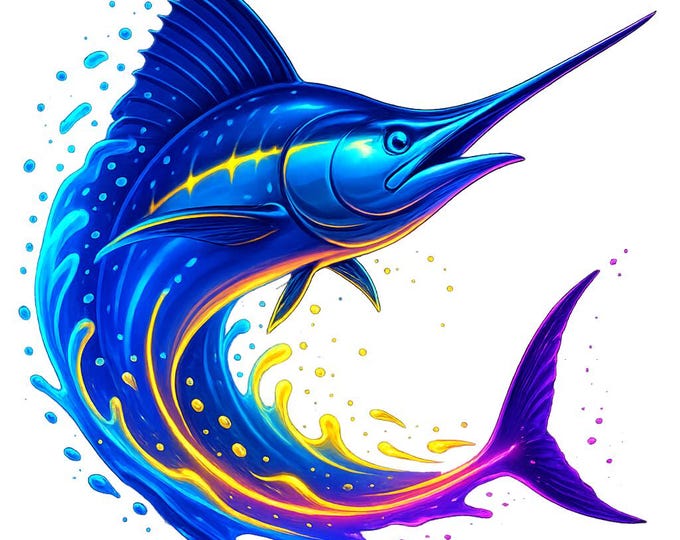 6 Marlin Fish Clipart, Marlin Fish Clipart PNG, Fishing, Digital ...