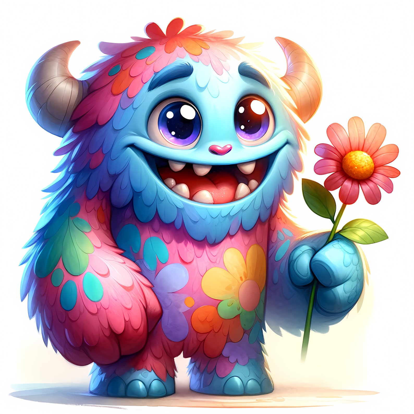 Cute Monster Watercolor Clipart – High-quality Jpgs (digital Download ...
