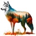 Wolf & Nature Fusion Clipart | 14 High-quality Jpgs | Bundle | Wall Art ...