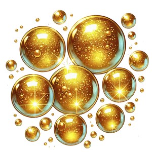 Gold Bubbles Clipart: Shiny Bubbles PNG Set of 14 (digital Download ...