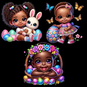 Cute African American Baby Easter Clipart Bundle (PNG, Commercial Use ...