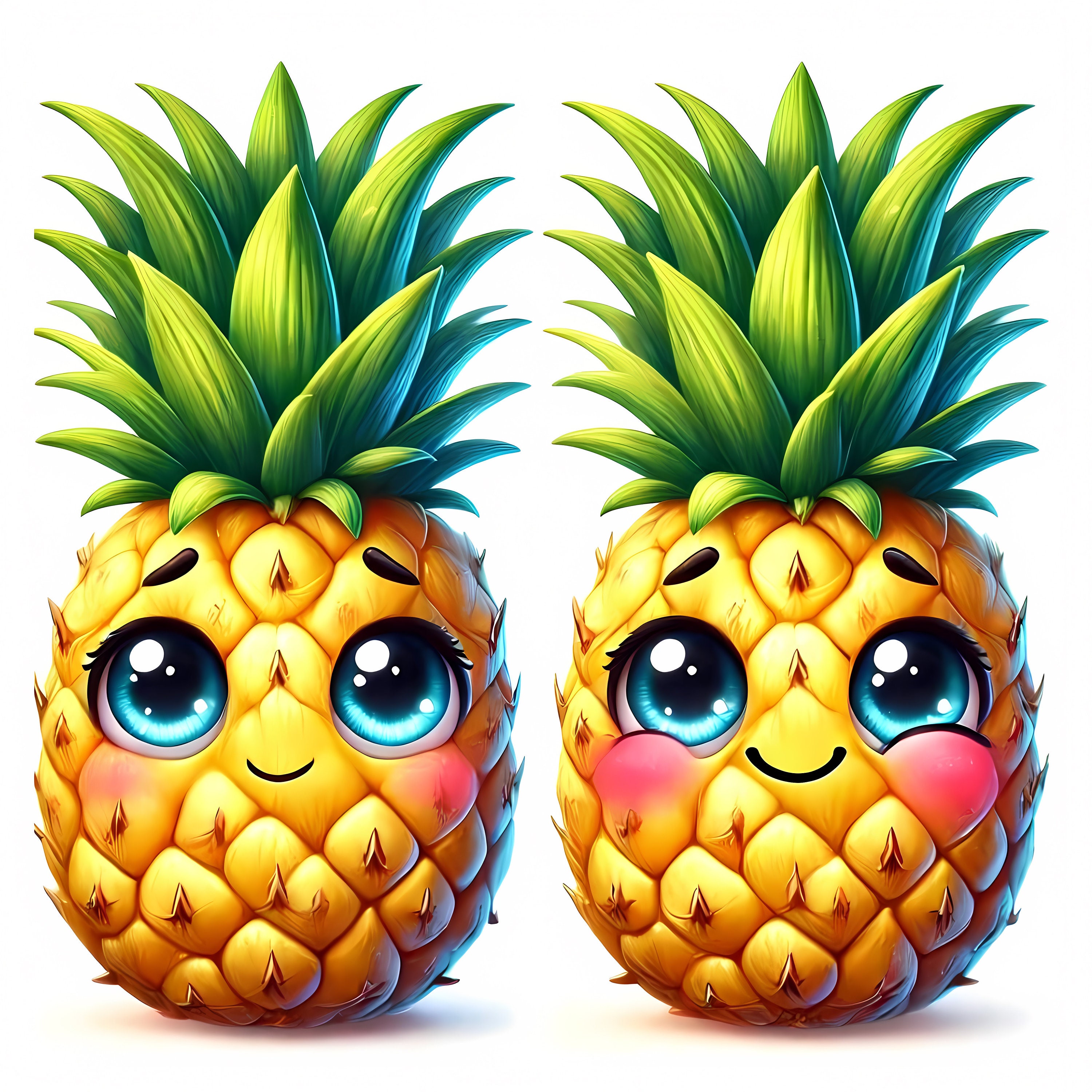 Cute Pineapple Clipart | Tropical Fruit JPG Bundle (digital Download ...