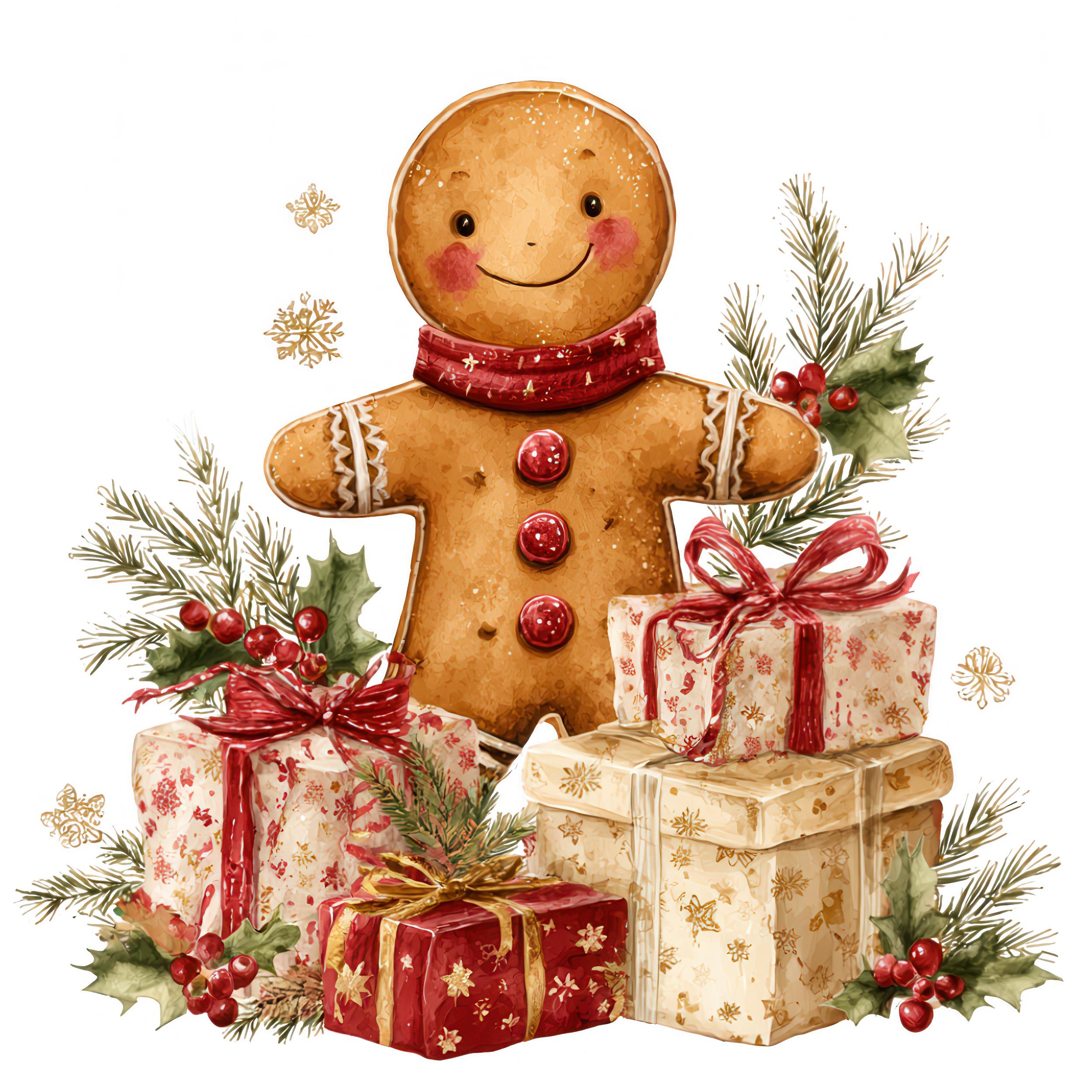 Christmas Gingerbread Man Clipart: Sweet Festive Holiday Graphics ...