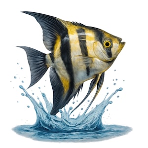 Angelfish Clipart Bundle: Tropical Fish Graphics, Digital Download, PNG ...