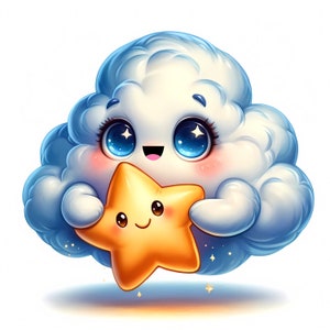 Cute Cloud Clipart | 12 High-quality Jpgs | Charming Cute Cloud Clipart ...