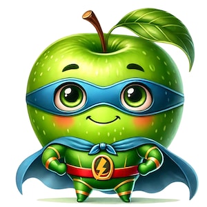 Cute Green Apple Clipart | 10 High-quality Jpgs | Adorable Green Apple ...
