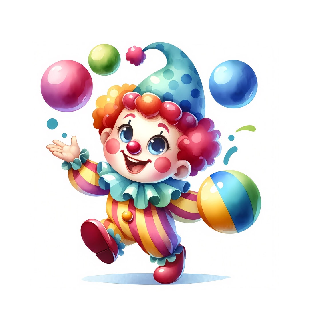 Cute Clown Clipart - 10 High-quality Jpgs - Circus Art - Clown Clipart ...