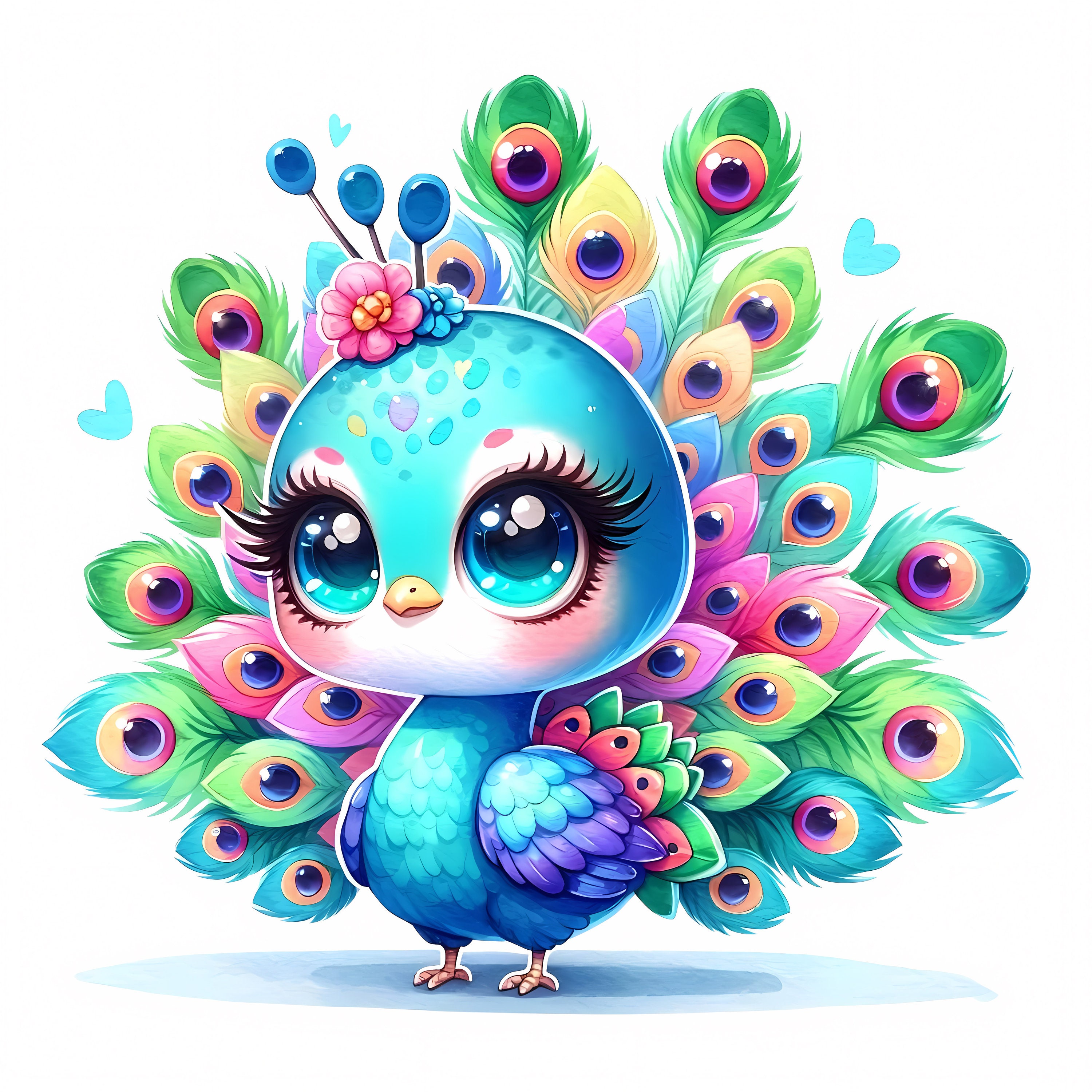 Cute Peacock 10 High-quality Jpgs Colorful Peacock Clipart Bundle Wall ...