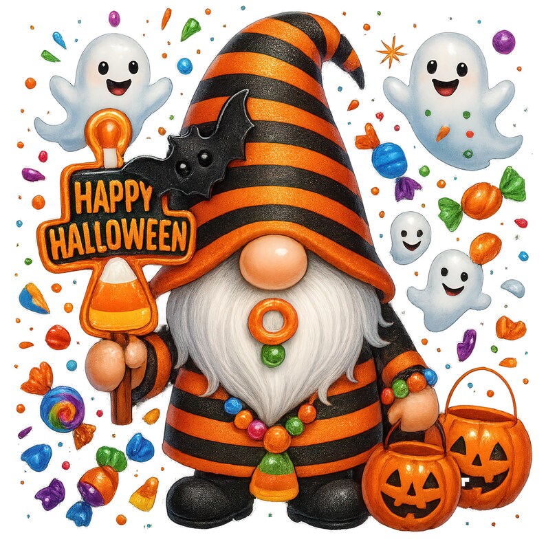 Cute Halloween Gnome Clipart, Pumpkin Fall Illustration (PNG Download ...