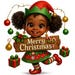 Black Elf Girl Christmas Clipart: African American Holiday PNG (set of ...