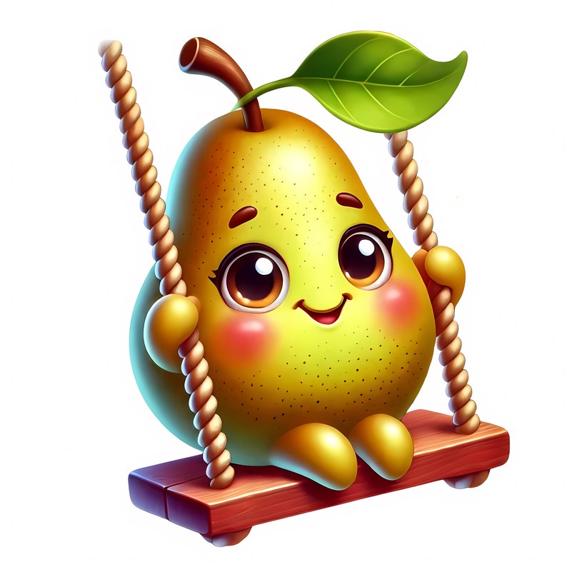 Cute Pear Clipart | Kawaii Fruit Art, Nursery Decor (digital Download ...