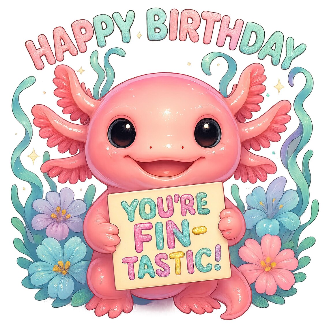 Party Axolotl Clipart Bundle, Birthday Kids PNG Art (digital Download ...