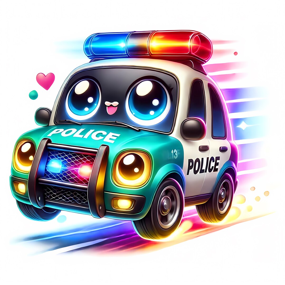 Cute Car Police Clipart | Playful Nursery Art (digital Download) - Etsy