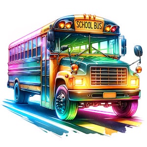 Yellow School Bus Clipart | Student Transport Art (digital Download ...