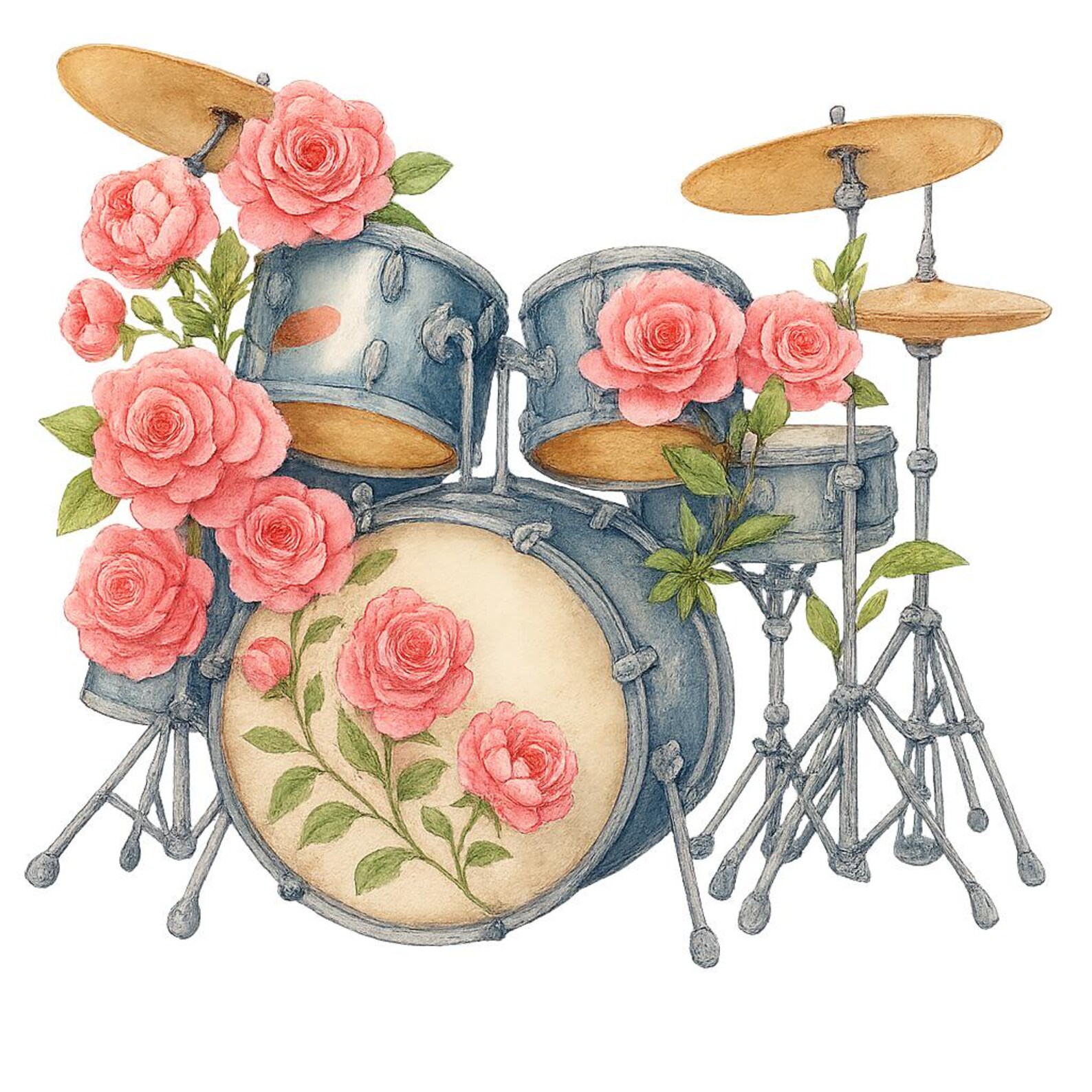 10 Floral Drum Clipart: Elegant Flower Drum Bundle (PNG Digital ...