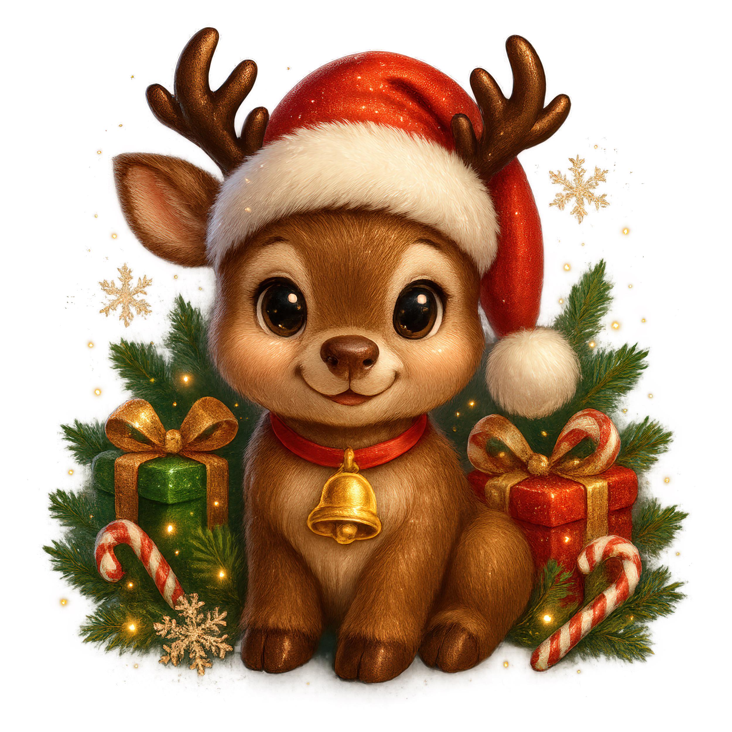 Cute Christmas Reindeer Clipart PNG, Holiday Animal Art (instant ...
