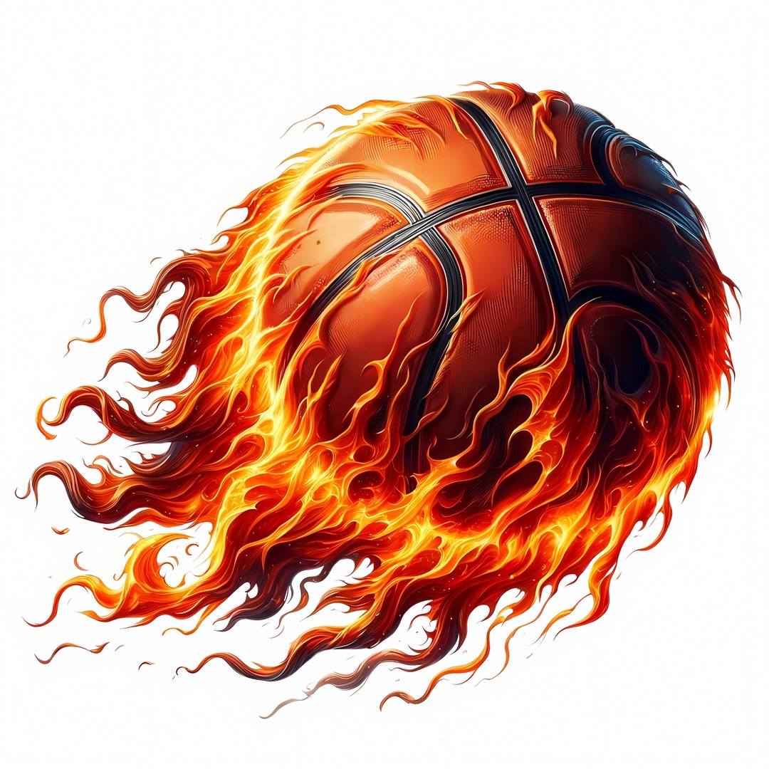 Flaming Basketball Clipart | Dynamic Sports Art (digital Download) Set ...