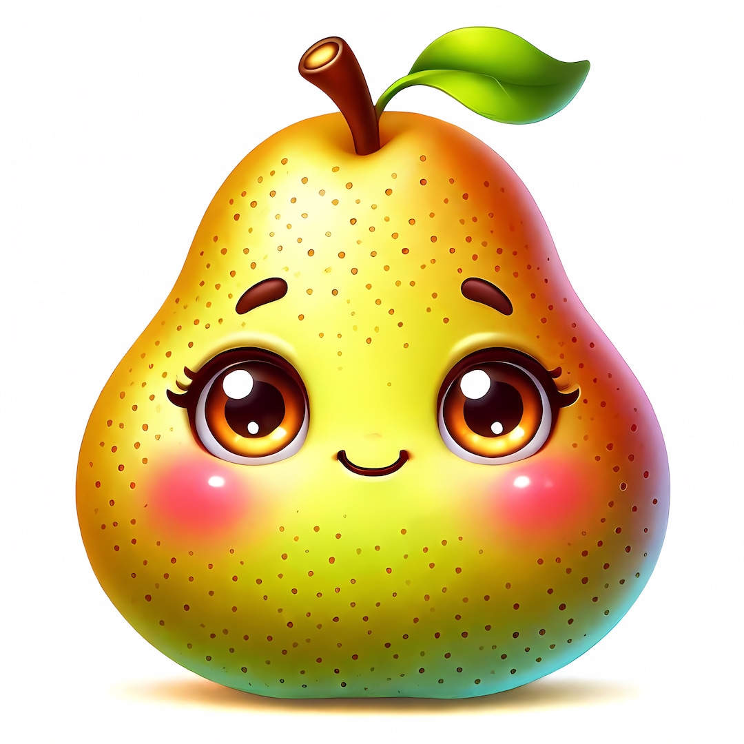 Cute Pear Clipart | Kawaii Fruit Art, Nursery Decor (digital Download ...