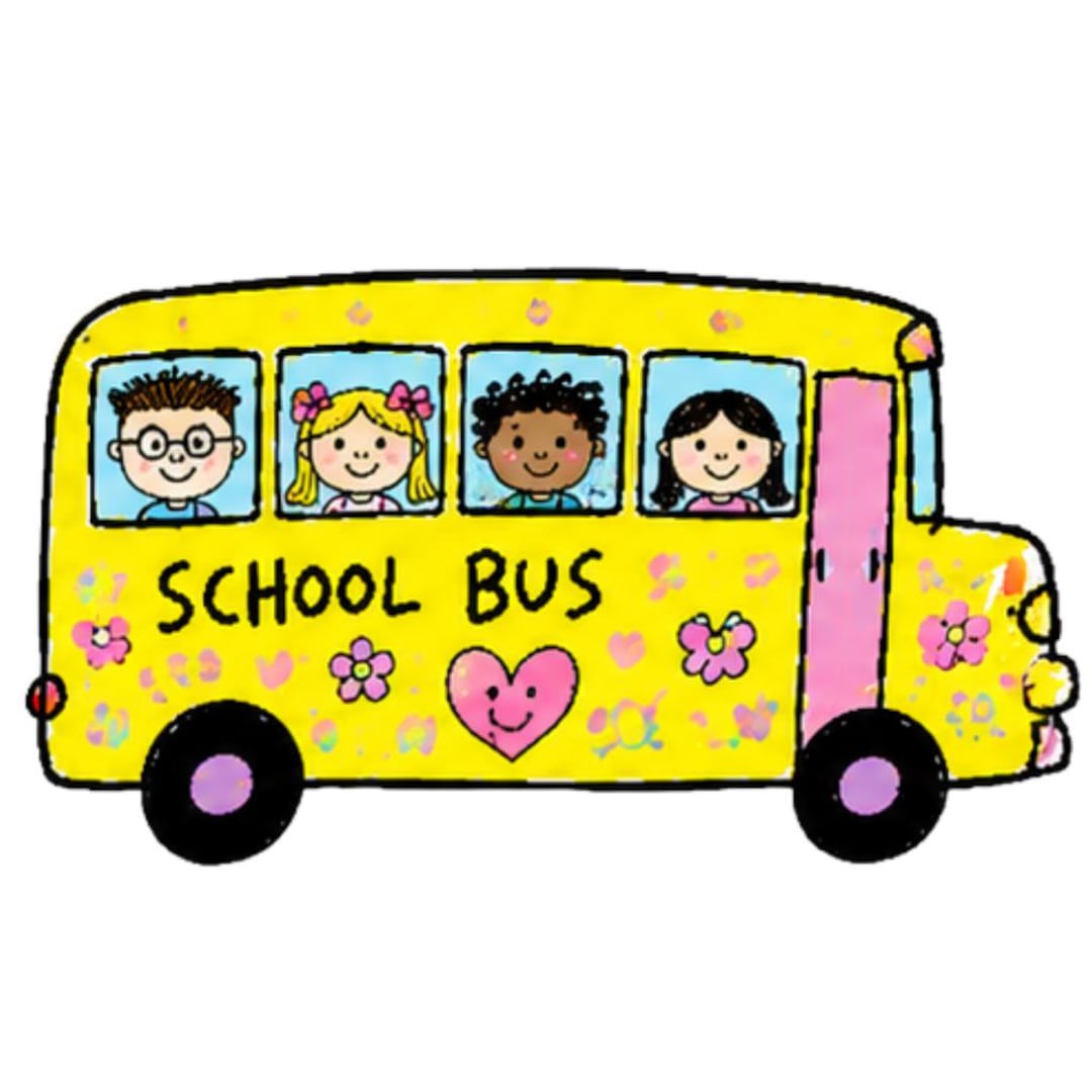 Scribbly Cute School Bus Clipart: Hand Drawn Yellow Bus Graphics ...