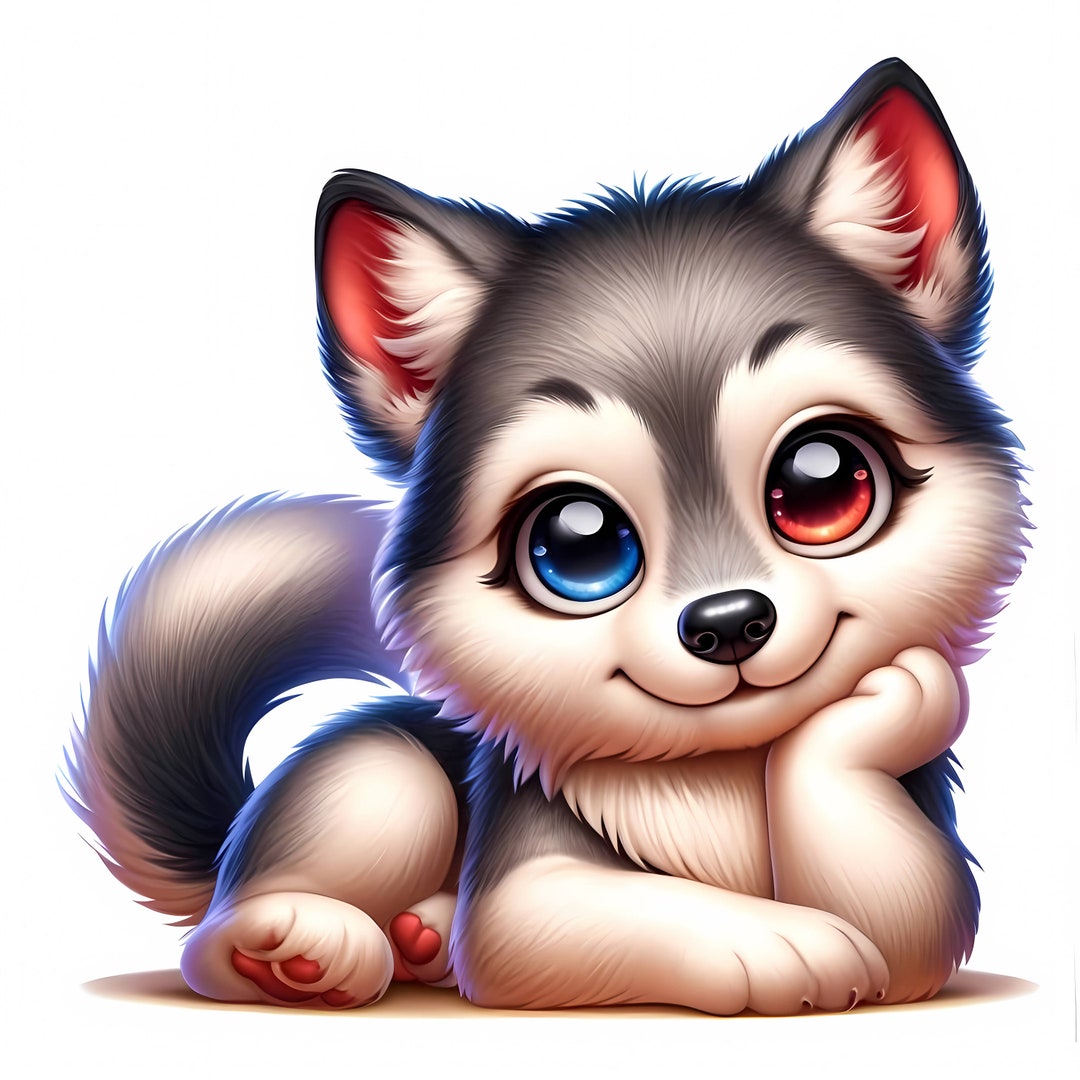Cute Wolf Clipart 12 High-quality Jpgs Adorable Wolf Clipart Bundle ...
