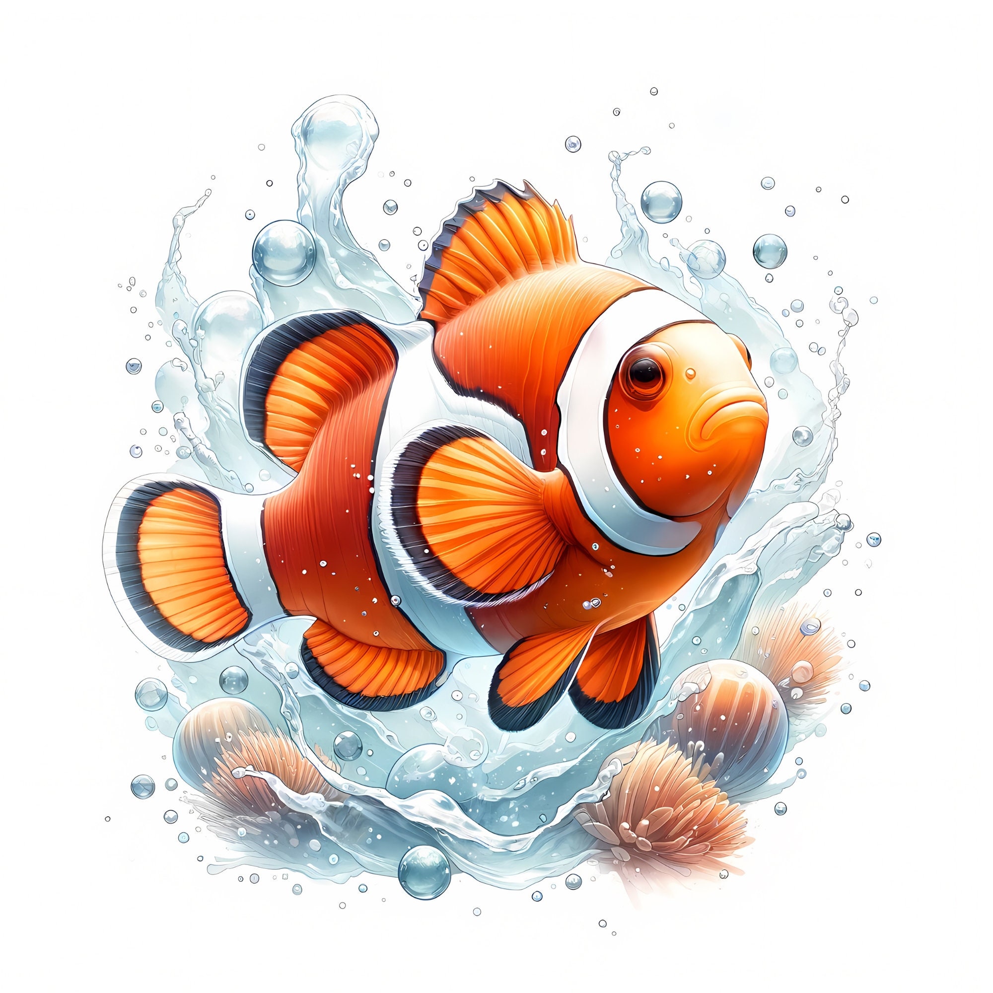 Clownfish Clipart 10 High-quality Jpgs Cute Clownfish Clipart Bundle ...