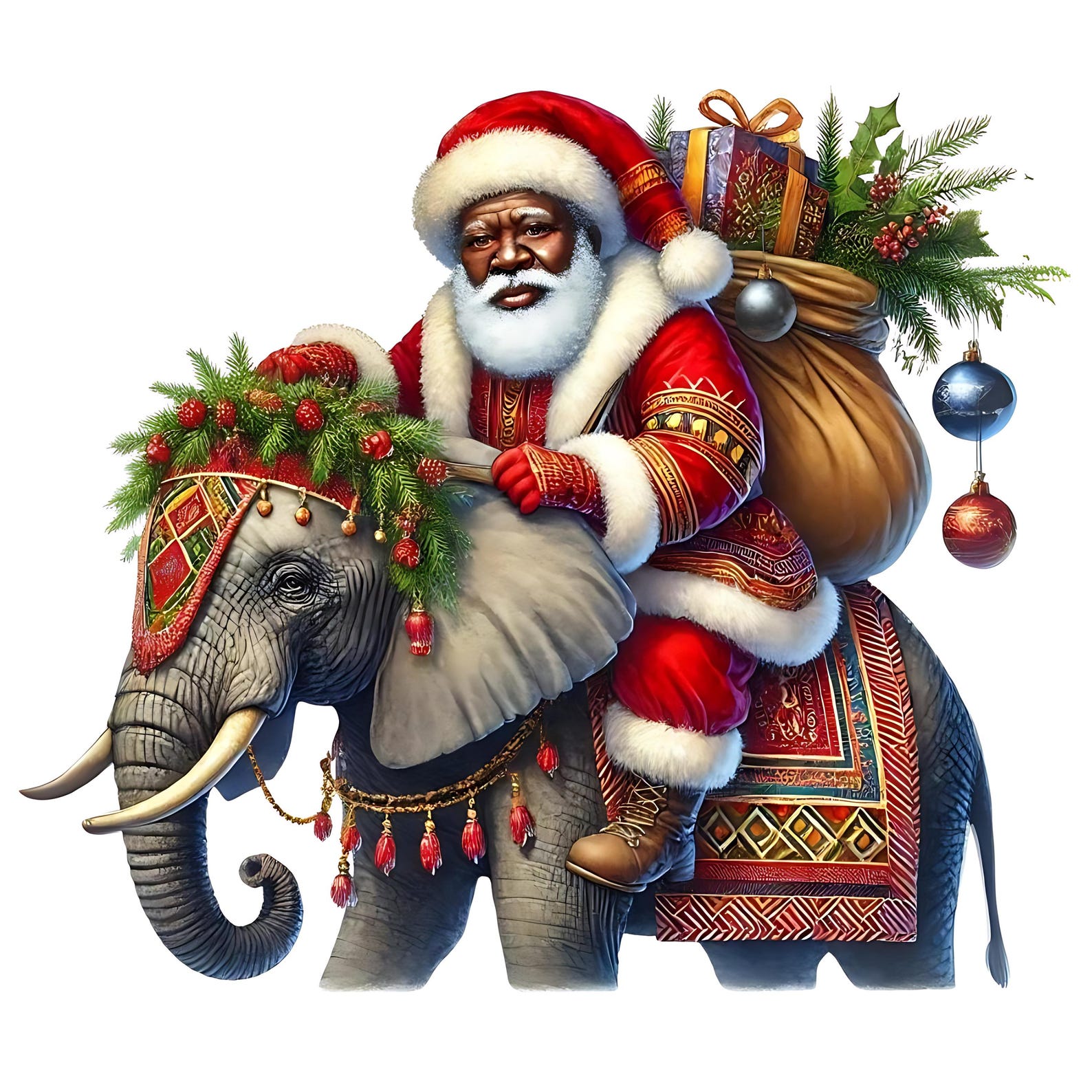 Festive Black Santa Clipart Bundle: Holiday Decor, Christmas African ...