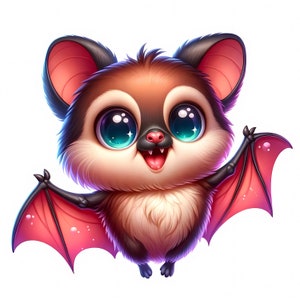 Cute Bat Clipart | Whimsical Bat Art, Commercial Use (digital Prints ...