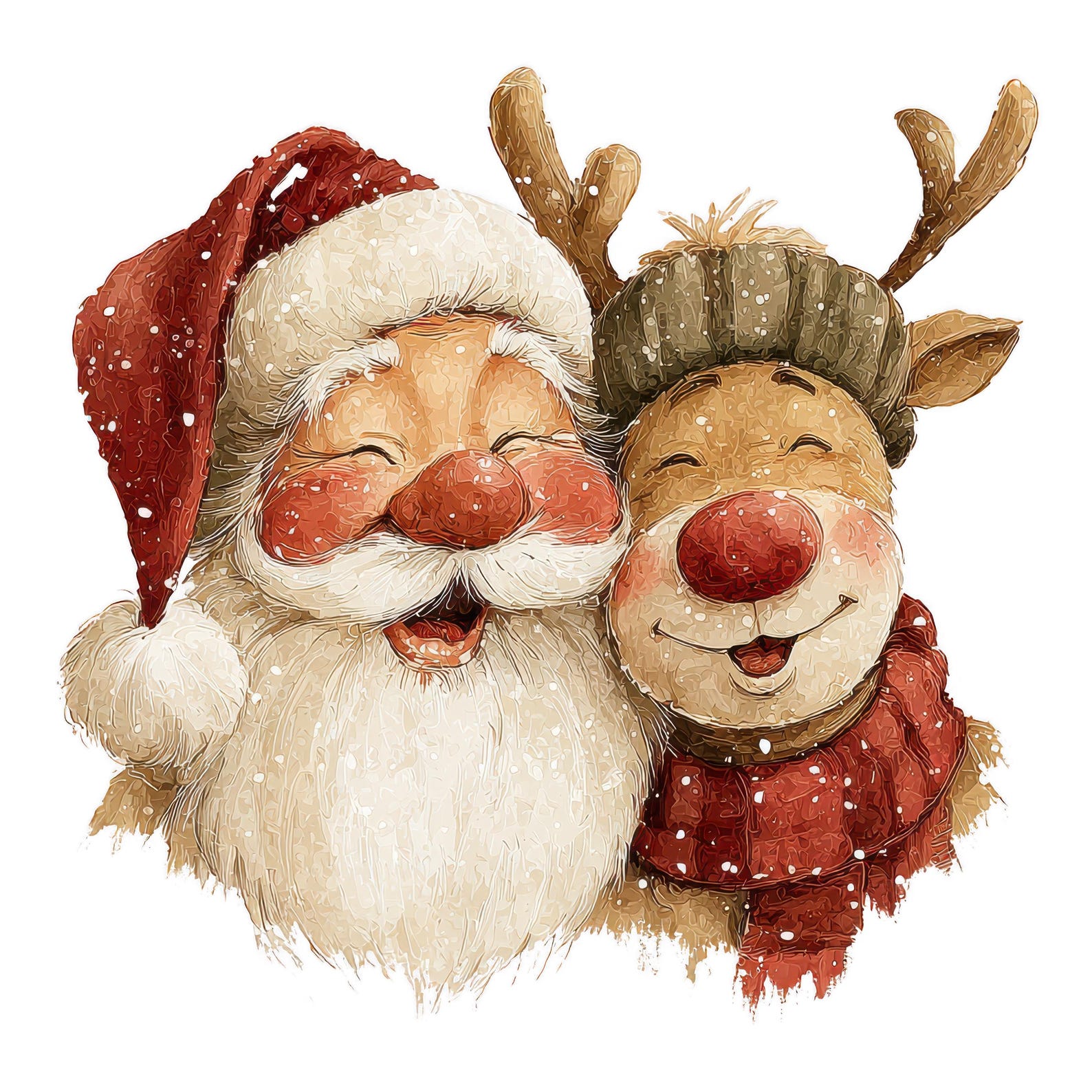 Santa & Reindeer Christmas Clipart: Whimsical Holiday Graphics (digital ...