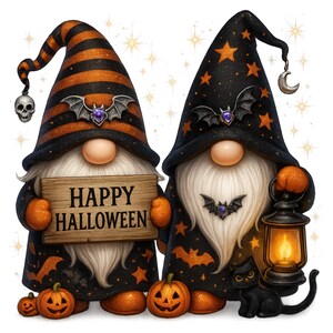 Cute Halloween Gnome Clipart, Pumpkin Fall Illustration (PNG Download ...