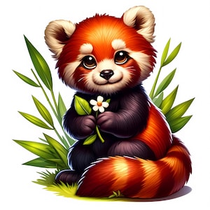 Cute Red Panda Clipart Bundle - 10 High-quality Jpgs - Adorable Red ...