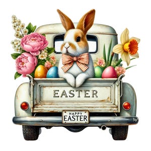 Happy Easter Clipart | 15 High-quality Designs | Easter Bunny Truck ...